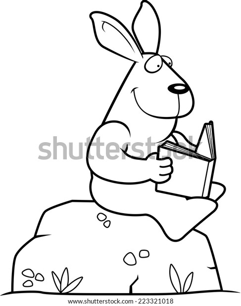 Cartoon Rabbit Reading Book On Rock Stock Vector (Royalty Free ...