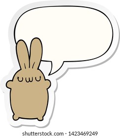 Cartoon Rabbit Speech Bubble Sticker Stock Vector (Royalty Free ...