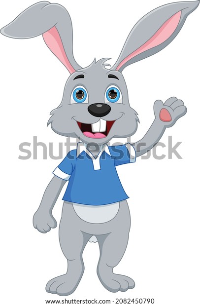 Cartoon Rabbit Waving Isolated On White Stock Vector (Royalty Free ...