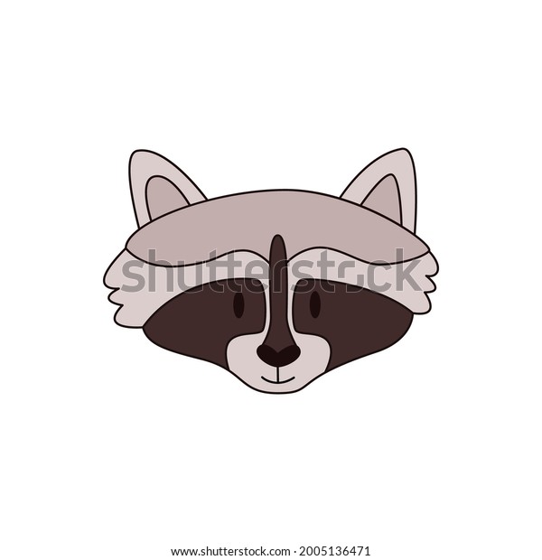 Cartoon Raccoon Head Isolated Colored Vector Stock Vector (Royalty Free ...