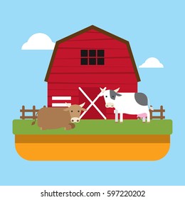 Cartoon Ranch Illustration: vector de stock (libre de regalías ...
