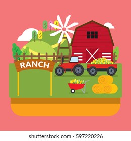 Cartoon Ranch Illustration Stock Vector (Royalty Free) 597220226 ...