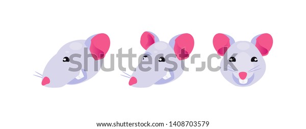 Cartoon Rat Head Different Positions Vector Stock Vector (Royalty Free ...