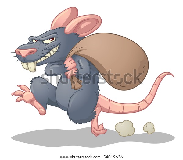 Cartoon Rat Stealing Running Simple Gradients : image vectorielle de ...
