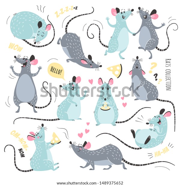 Cartoon Rats Collection Vector Illustration Funny Stock Vector (Royalty ...