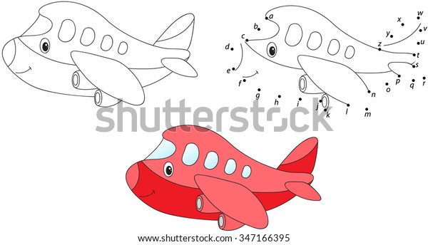 Cartoon Red Airplane Vector Illustration Coloring Stock Vector (Royalty ...