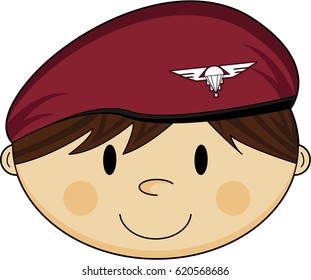 Vektor Stok Cartoon Red Beret Soldier (Tanpa Royalti) 620568686 ...
