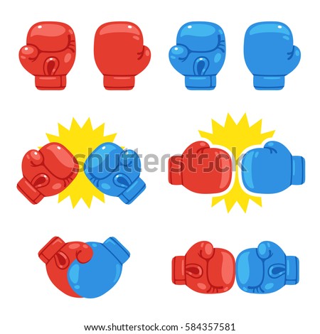 Cartoon Red Blue Boxing Gloves Set Stock Vector (Royalty Free ...