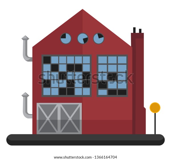 Cartoon Red Building Blue Windows Vector Stock Vector (Royalty Free ...