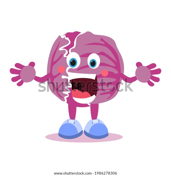 Cartoon Red Cabbage Cabbage Character Healthy Stock Vector (Royalty ...