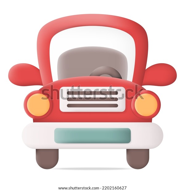 Cartoon Red Car Front View 3d Stock Vector (Royalty Free) 2202160627 ...