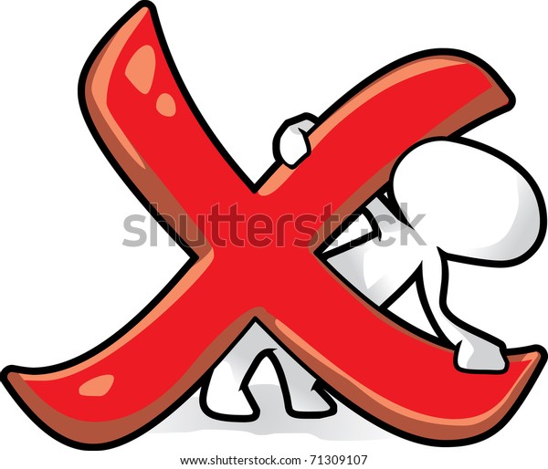 Cartoon Red Disapproval Sign Vector Illustration Stock Vector (Royalty ...
