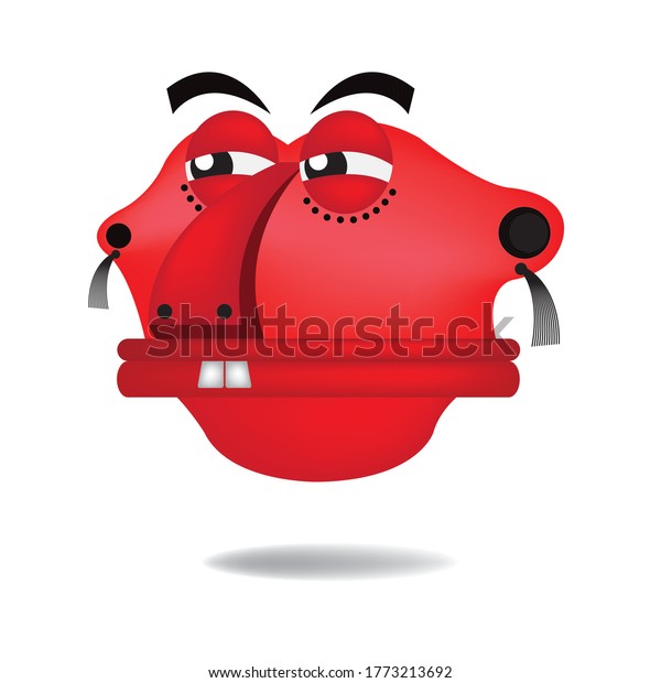 Cartoon Red Face On White Background Stock Vector (Royalty Free ...
