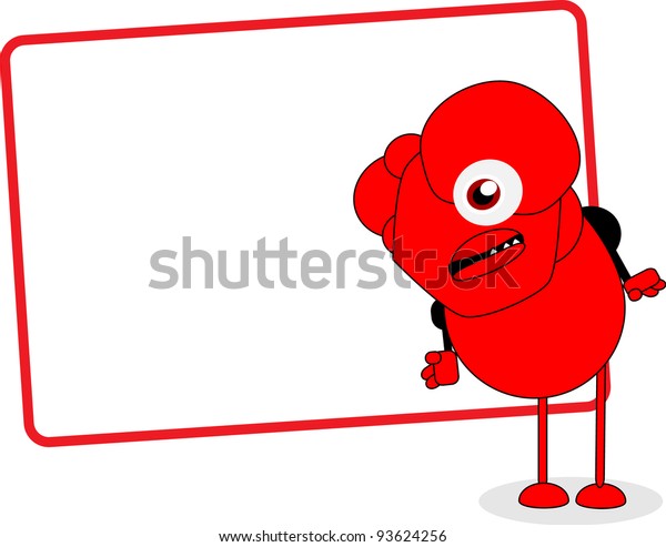 Cartoon Red Monster Blank Sign Stock Vector (Royalty Free) 93624256 ...