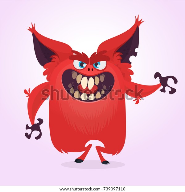 Cartoon Red Monster Illustration Vector Small Stock Vector (Royalty ...