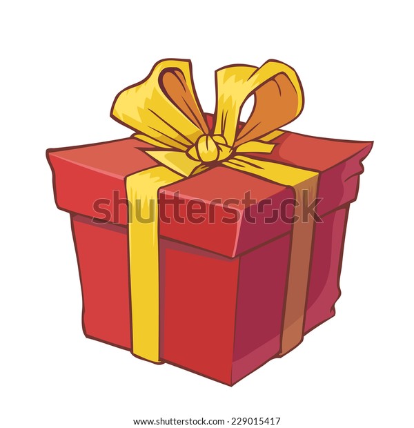 Cartoon Red Present Golden Bow Stock Vector (Royalty Free) 229015417 ...