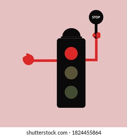 Cartoon Red Traffic Light Stock Vector (Royalty Free) 1824455864 ...