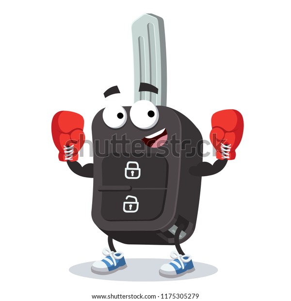 Cartoon Remote Ignition Car Key Mascot Stock Vector (Royalty Free ...