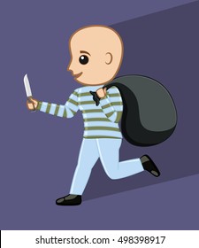 Cartoon Robber Running After Robbery: vector de stock (libre de ...