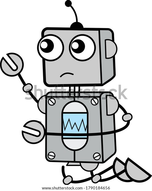 Cartoon Robot Begging Vector Illustration Stock Vector (Royalty Free ...
