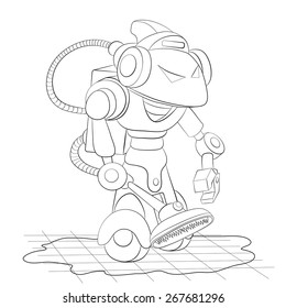 Cartoon Robot Cleaner Vacuum Cleaner Coloring Stock Vector (Royalty ...