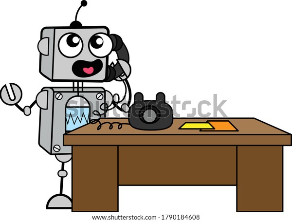 Cartoon Robot Talking On Phone Stock Vector (Royalty Free) 1790184608 ...