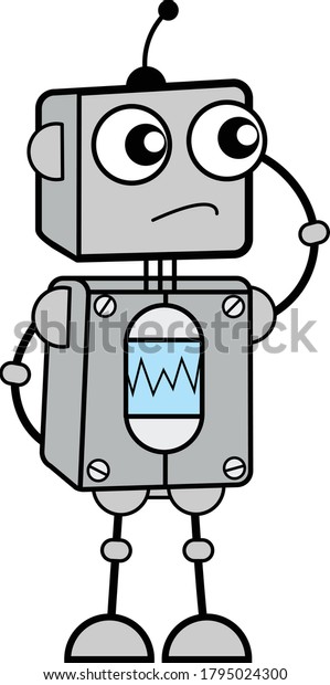 Cartoon Robot Thinking Confusion Character Design Stock Vector (Royalty ...