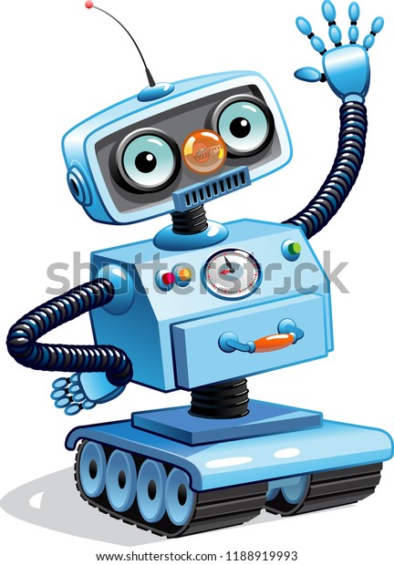 Cartoon Robot Waving His Hand Isolated Stock Vector (Royalty Free ...