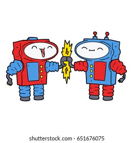 Cartoon Robots Connecting Stock Vector (Royalty Free) 651676075 ...