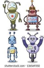 Cartoon Robots Vector Set: เวกเตอร์สต็อก (ปลอดค่าลิขสิทธิ์) 138299432 ...