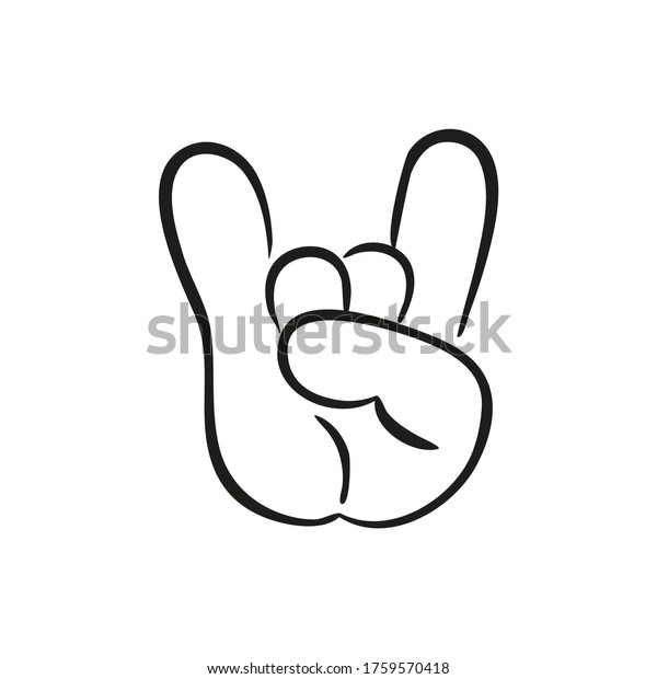 Cartoon Rock Roll Hand Gesture Vector Stock Vector (Royalty Free ...