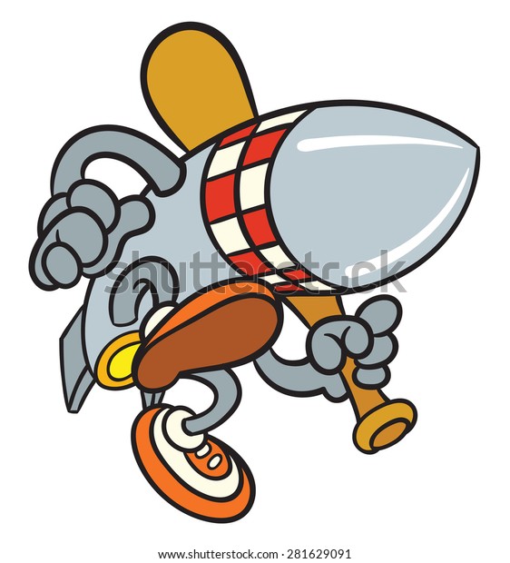 Cartoon Rocket Bomb Baseball Bat Stock Vector (Royalty Free) 281629091