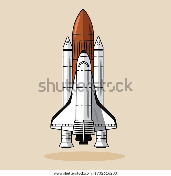 Cartoon Rocket Space Ship Take Off Stock Vector (Royalty Free) 1932616283
