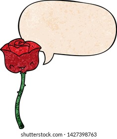 Cartoon Rose Speech Bubble Retro Texture Stock Vector (Royalty Free ...