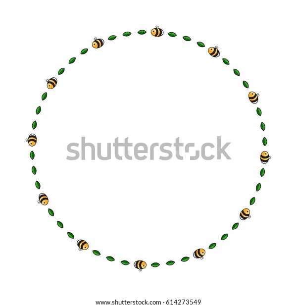 Cartoon Round Frame Cute Bees Stock Vector (Royalty Free) 614273549 ...