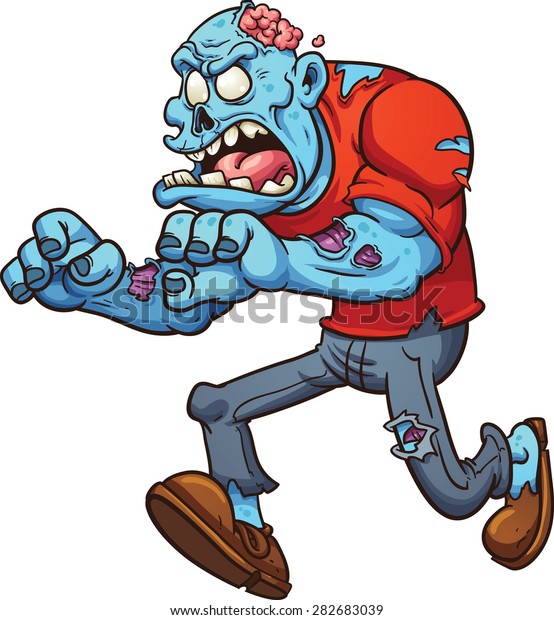 Caricatura corriendo zombie. Ilustración de imagen prediseñada ...