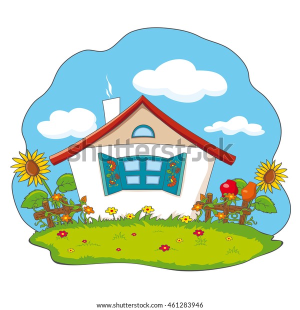 Cartoon Rural House Stock Vector (Royalty Free) 461283946