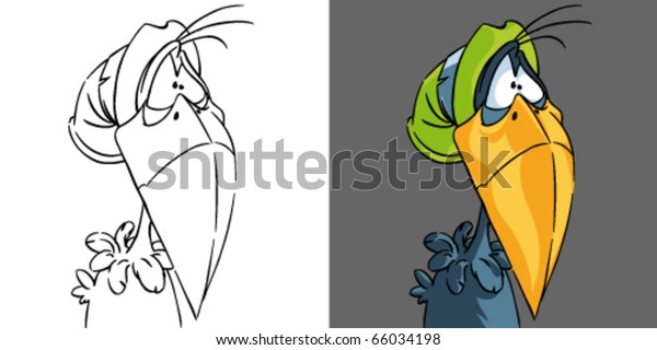 Cartoon Sad Crow Vector Illustration Hand Stock Vector (Royalty Free ...