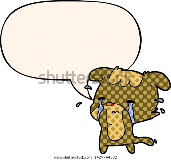 Cartoon Sad Dog Crying Speech Bubble Stock Vector (Royalty Free ...