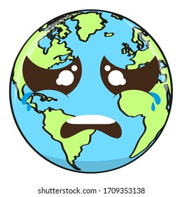 Cartoon Sad Earth Planet Vector Stock Vector (Royalty Free) 1709353138 ...