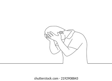 Cartoon Sad Man Depression One Line Stock Vector (Royalty Free ...