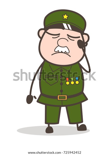 Cartoon Sad Sergeant Crying Vector Illustration: vetor stock (livre de ...