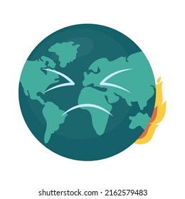 Cartoon Saddy Planet On Fire Stock Vector (Royalty Free) 2162579483 ...