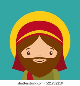Cartoon Saint Joseph Smiling Over Blue Stock Vector (Royalty Free ...