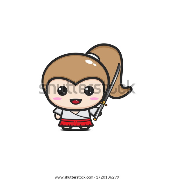 Cartoon Samurai Drawing Chibi Manga Style Stock Vector (Royalty Free ...