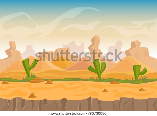 Cartoon Sand Stone Rocks Desert Landscape Stock Vector (Royalty Free ...