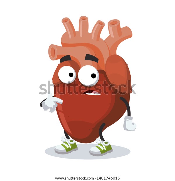 Cartoon Scared Anatomical Human Heart Organ Stock Vector (Royalty Free ...