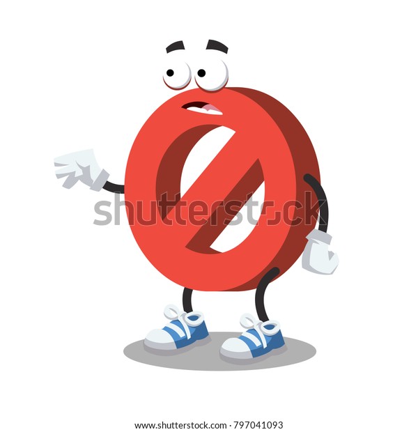 Cartoon Scared Ban Sign On White Stock Vector (Royalty Free) 797041093 ...