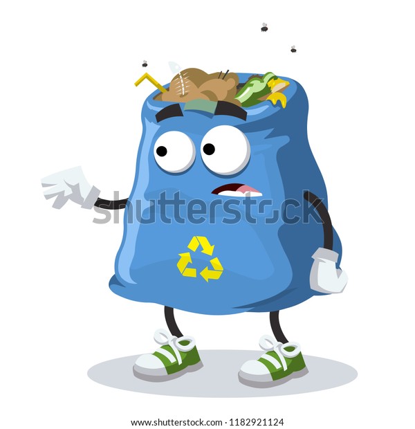 Cartoon Scared Garbage Bag Mascot Sneakers Stock Vector (Royalty Free ...
