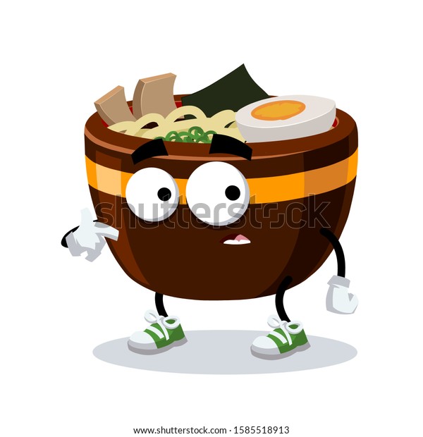Cartoon Scared Large Cup Ramen Noodles Stock Vector (Royalty Free ...